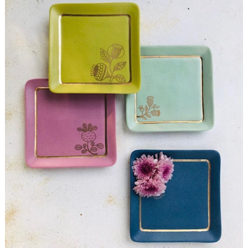 Hand-Painted Square Platter (Set of 4) - The Gallery Store