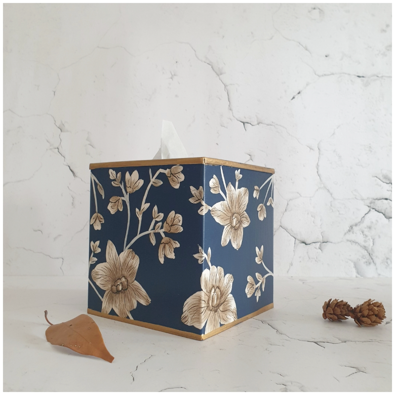 Hand Painted Tall Blooming Hibiscus Tissue Box - The Gallery Store