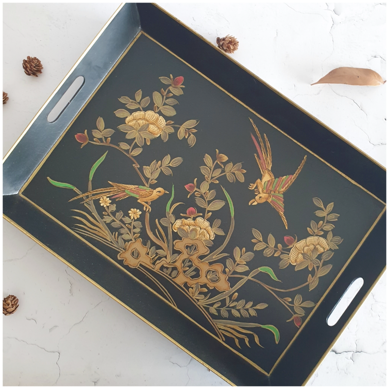 Hand Painted Rectangle English Vintage Tray Large - KCC Gallery Store