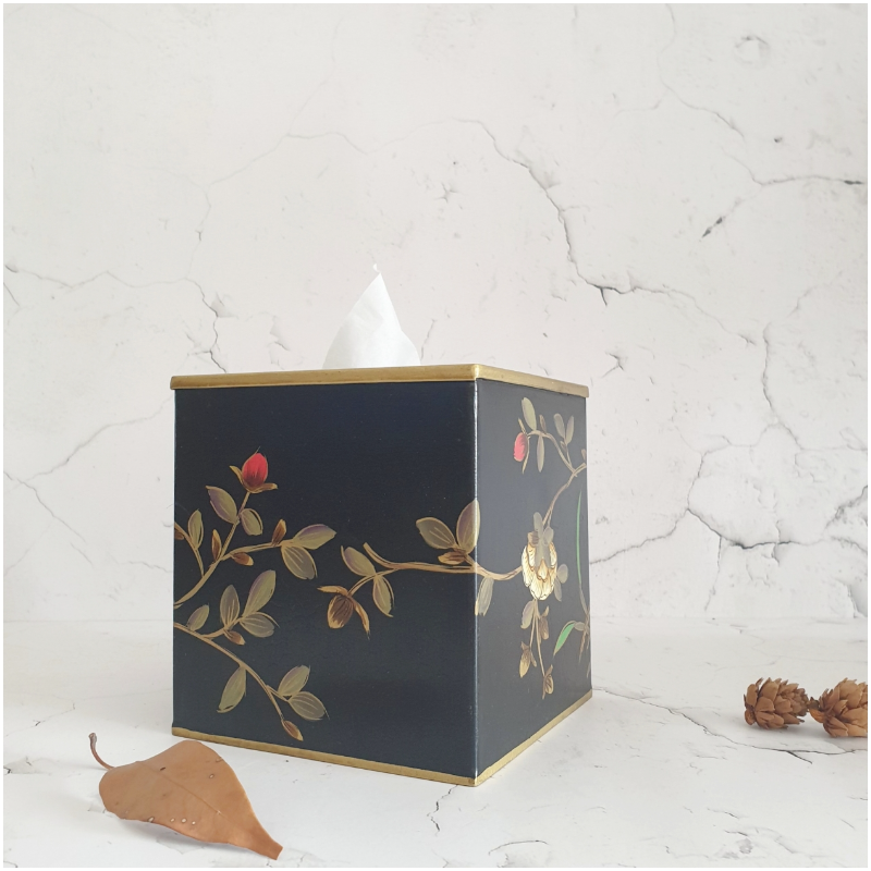 Hand Painted Tall English Vintage Tissue Box - KCC Gallery Store